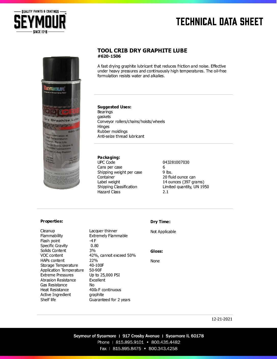 Seymour Tool Crib Dry Moly Lube - Municipal Marking Distributors, Inc ...