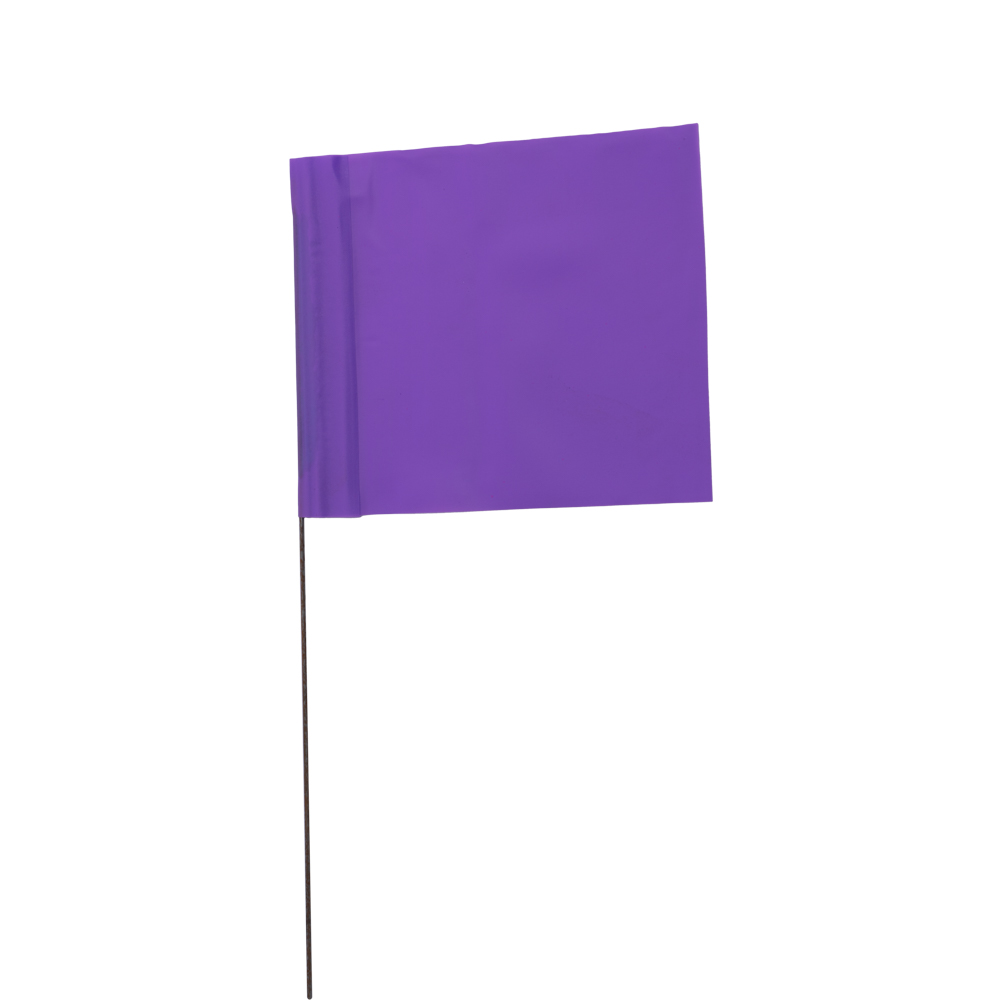 Solid Color Utility Marking Flags 4" x 5" Wire Staff - Plain ...